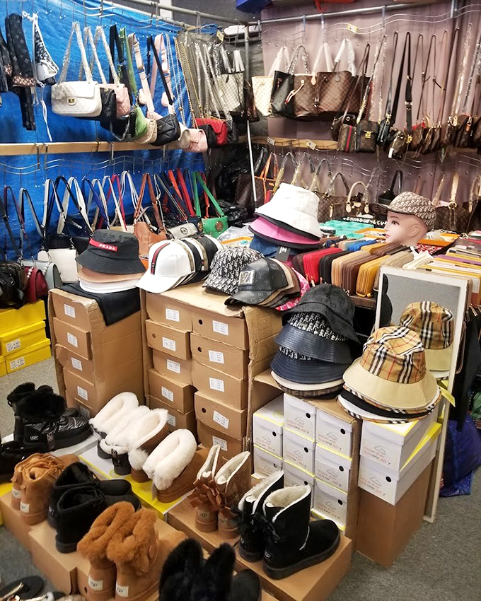 Hat and accessory displays create a fashion wonderland where style meets affordability in delightful combinations.