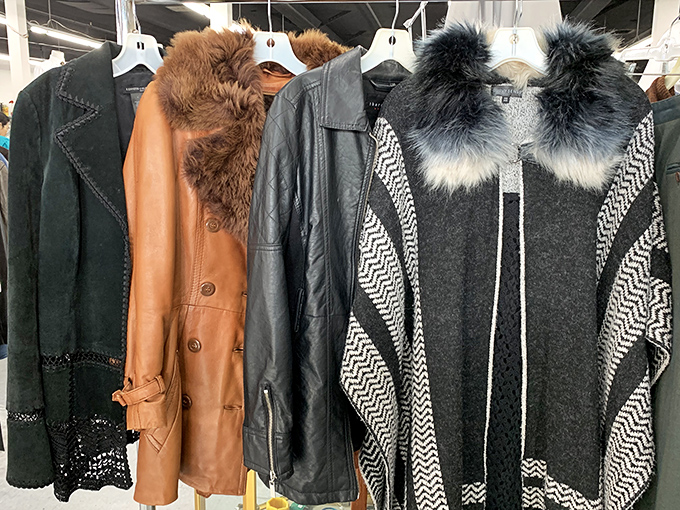 Cozy coats hang ready for adoption, promising warmth without requiring a second mortgage payment plan.