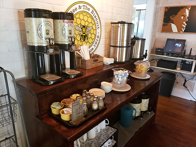 The coffee station&mdash;where morning dreams come true and the promise of bottomless cups means you can linger as long as the conversation flows.