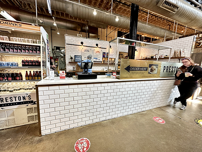 Clean lines and subway tiles make ordering a civilized affair. This counter has witnessed countless first-bite expressions of pure burger bliss.