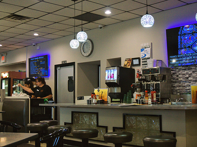 The counter area&mdash;where coffee flows freely, orders fly to the kitchen, and the rhythmic dance of diner service unfolds throughout the day.