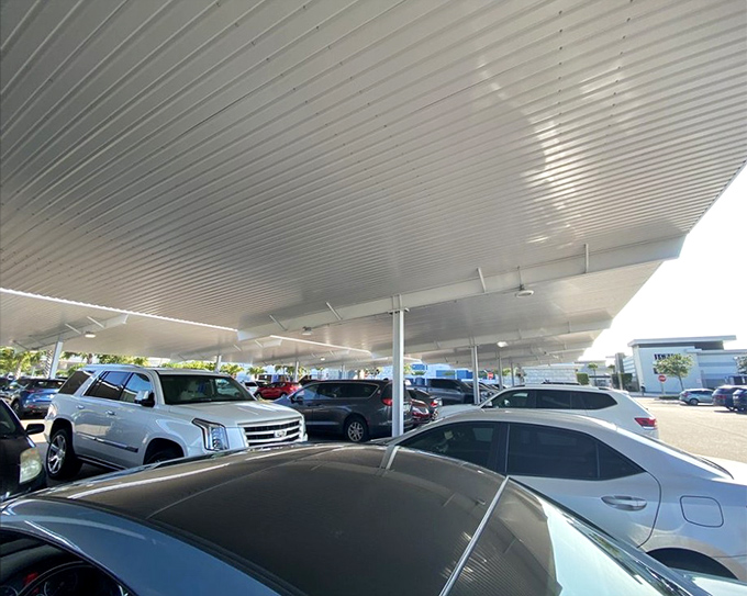 Covered parking protects your car from the Florida sun while you protect your wallet from yourself.