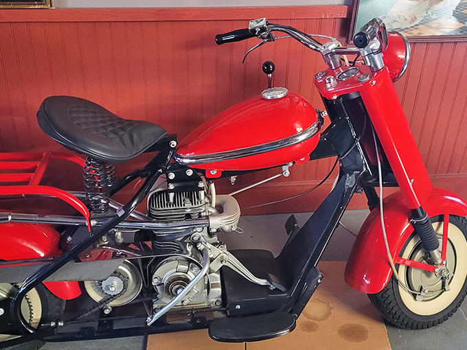 This fire-engine red Cushman Eagle scooter proves that sometimes the coolest rides come in small packages. Just look at that vintage styling!