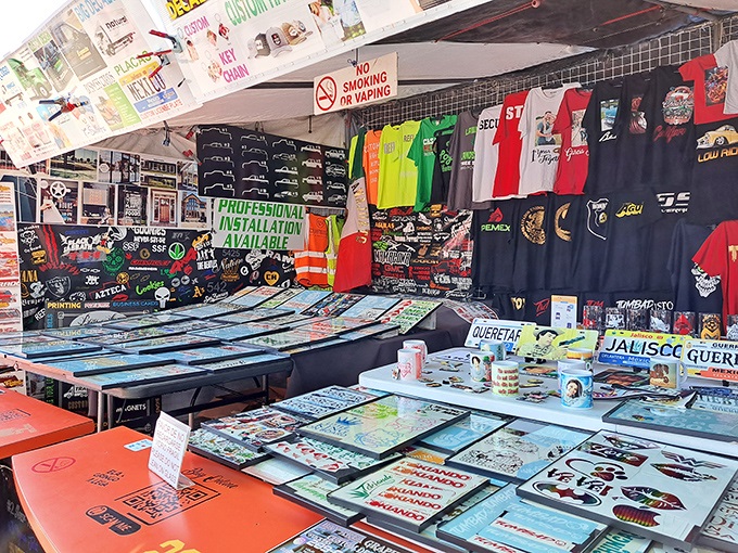 A festival of fandom where sports loyalties and cultural pride merge into wearable statements. Identity by the square foot.