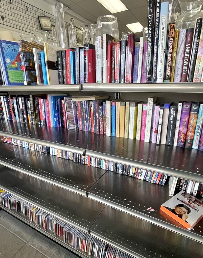 The media section: where forgotten DVD collections and paperback adventures await their chance to entertain a second audience.