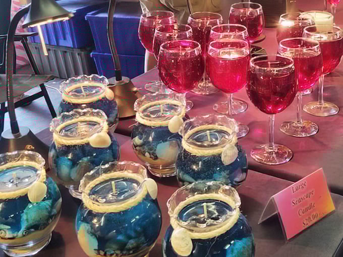 Liquid sunshine and ocean dreams captured in glass. These handcrafted candles transform any room with their mesmerizing colors.