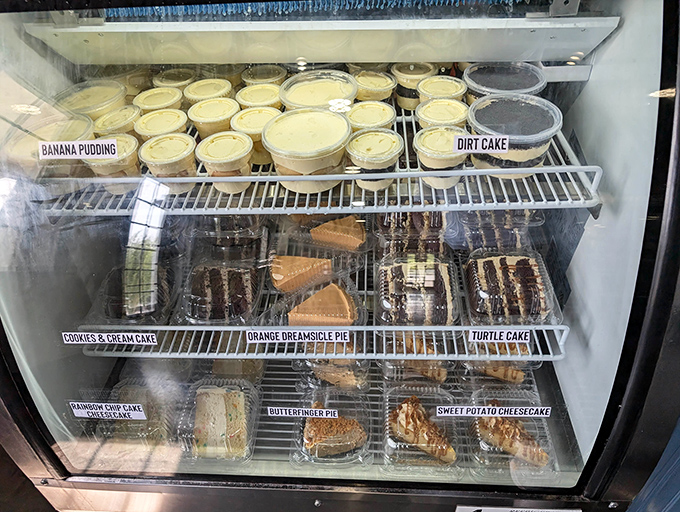 That dessert case tempts with homemade sweets that'll make you forget you're supposed to be watching your waistline.