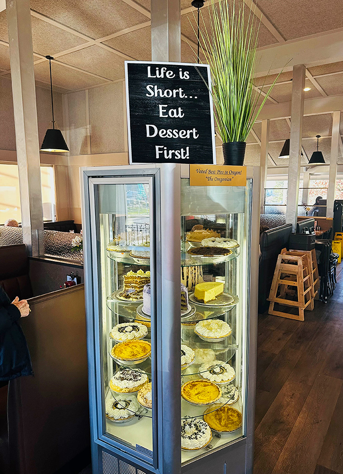 "Life is Short&hellip; Eat Dessert First!" The pie display that makes a compelling argument for breaking all the rules your mother taught you.