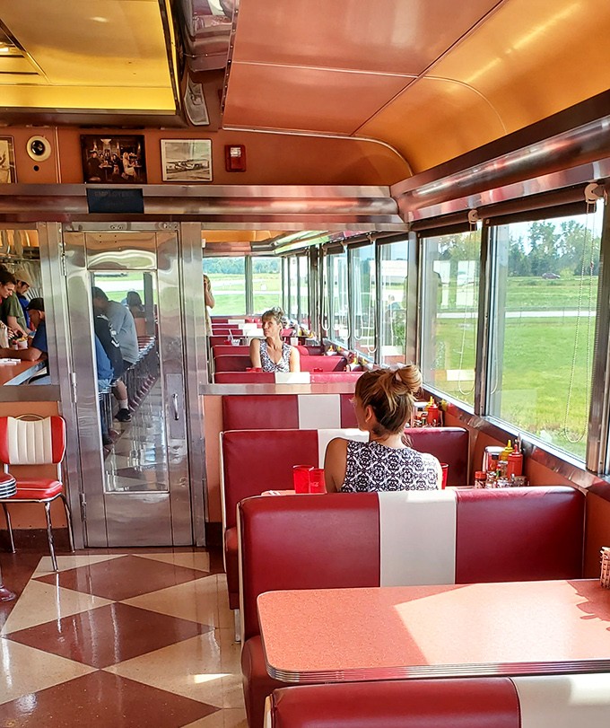Sunshine streams through windows as diners enjoy the view. Breakfast with a side of runway watching&mdash;only in Port Clinton.