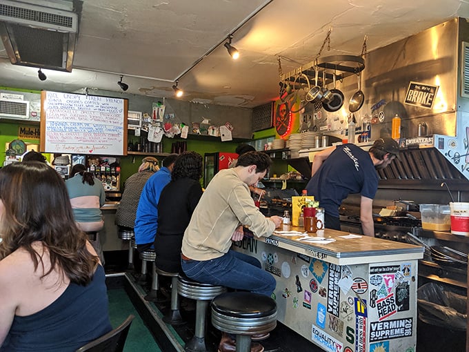 Counter culture at its finest, where solo diners become part of the breakfast community experience.