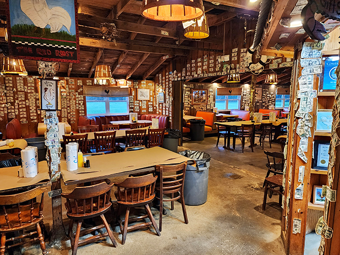 Tables waiting for hungry patrons like blank canvases await artists&mdash;soon to be masterpieces of seafood feasts and shared laughter.