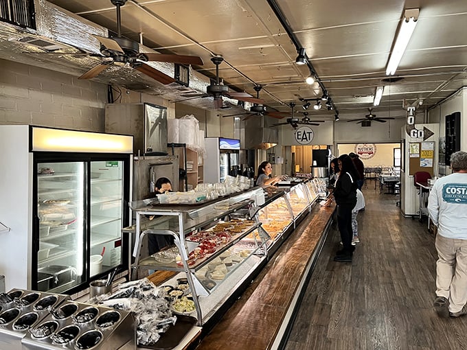 The cafeteria line: where decisions become increasingly difficult with each step. Strategy tip: pace yourself, there's pie at the finish line.