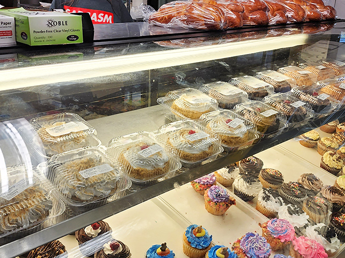 A bakery case that should come with a warning sign: "Caution: May cause spontaneous joy and the immediate abandonment of diets."