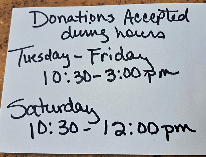 The donation hours &ndash; when the circle of thrifting life continues. Your castoffs become someone else's newfound treasures.