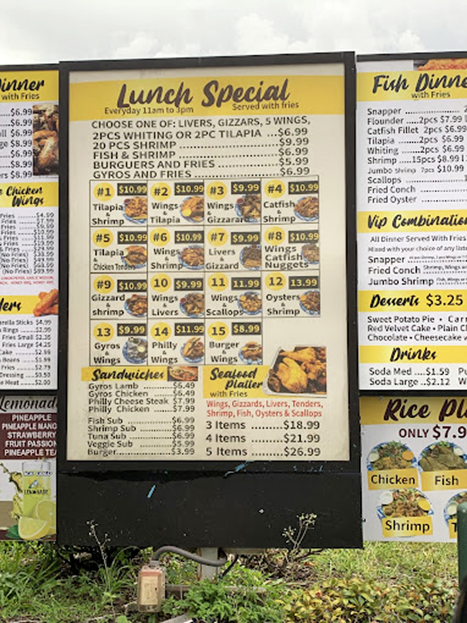 The drive-through menu board speaks fluent comfort food, offering lunch specials that make your wallet as happy as your stomach.