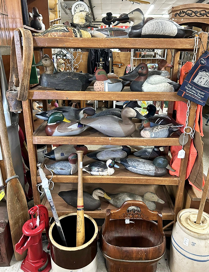 Duck decoys that have seen more sunrises than most of us. These wooden waterfowl aren't just collectibles&mdash;they're functional folk art.