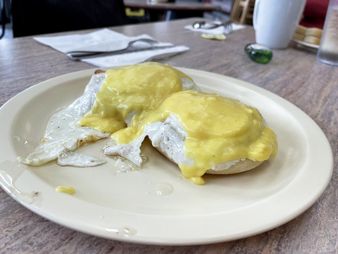 Eggs Benedict with hollandaise so yellow it could brighten even the gloomiest Monday morning in Ohio.