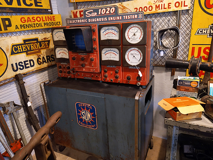 Mechanics once diagnosed engine troubles with this impressive array of gauges and dials. Today's computerized systems seem boring by comparison.
