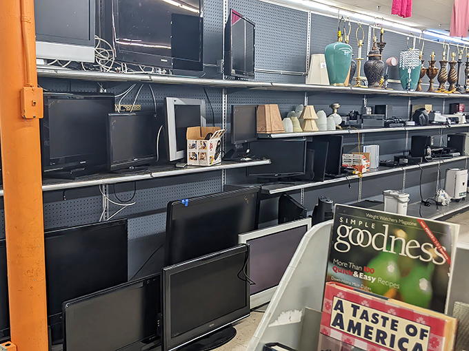 Electronics section: where yesterday's technology awaits tomorrow's nostalgic collector. That flat-screen might outlast the one at Best Buy.