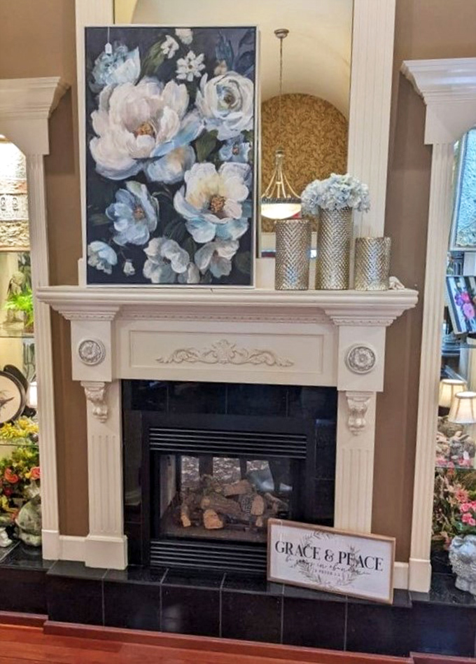 Even the fireplace exudes Southern charm and elegance. "Grace & Peace" indeed&mdash;exactly what you'll feel after an exceptional meal here.