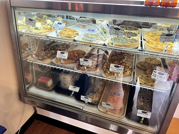 Quiches lined up like soldiers ready for delicious duty. Each one represents a different path to happiness, all equally valid.