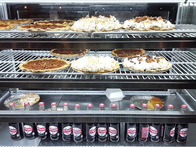 Behind glass lies a treasure trove of pies that would make your grandmother's recipe box jealous.