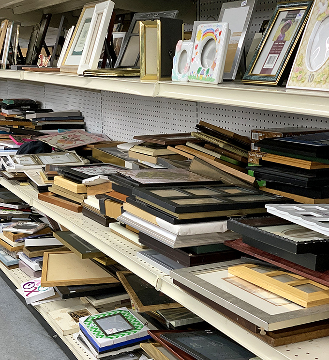 Frame heaven! A jumble of borders seeking new photos and art to embrace. Like finding the perfect garnish, the right frame makes everything look better.