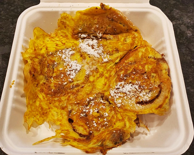 French toast that's traveled through time from your grandmother's kitchen, complete with that impossible-to-replicate golden hue of nostalgia.