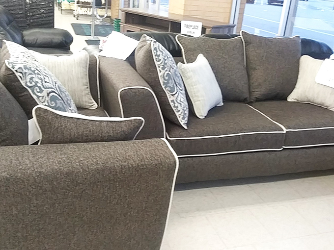 Furniture showroom where your living room's next personality sits patiently between past lives.