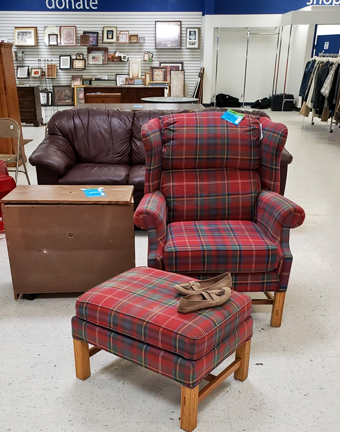 That plaid wingback chair isn't just furniture—it's a statement piece saying, "I have excellent taste and exceptional financial sense."