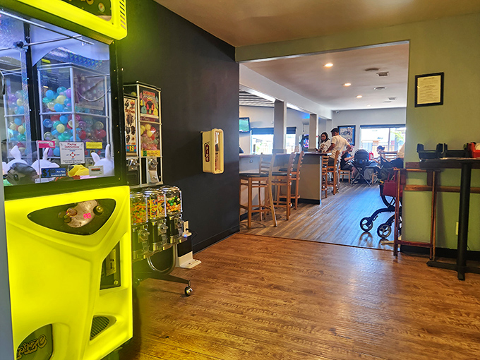 Beyond the dining room, a space where kids can play while adults debate the merits of different regional barbecue styles.