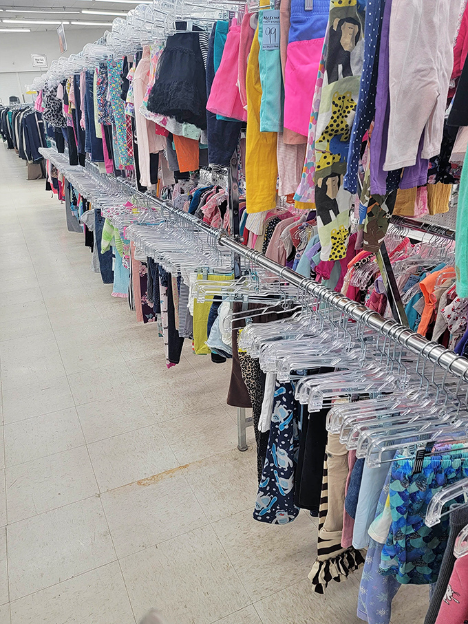 Rainbow rows of children's clothing prove that style doesn't require premium prices or department stores.