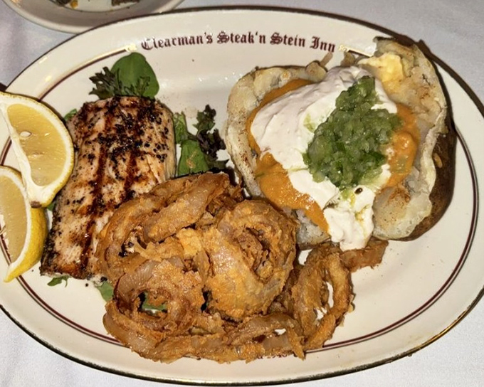 Grilled mahi mahi that proves this kitchen's talents extend far beyond red meat mastery.