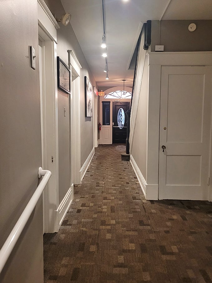 Even the hallway has character – this isn't your typical cookie-cutter restaurant design.