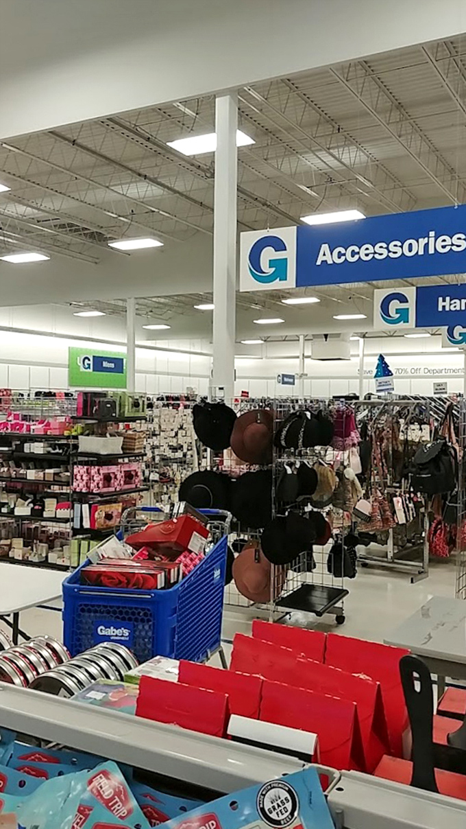 Accessories galore! This hat and handbag display is like a fashion playground where your style can run wild while your budget stays in check.