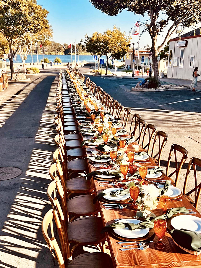Dining al fresco reaches epic proportions with this riverside harvest table. When dinner with friends becomes a community event, magic happens between the appetizers and dessert.