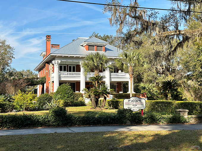 The majestic Herlong Mansion stands as Micanopy's crown jewel, its columned facade and wraparound porch inviting visitors to imagine life in another era.