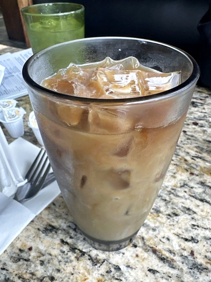 Iced coffee that actually looks like coffee, not the watered-down imposter you get at chain places.