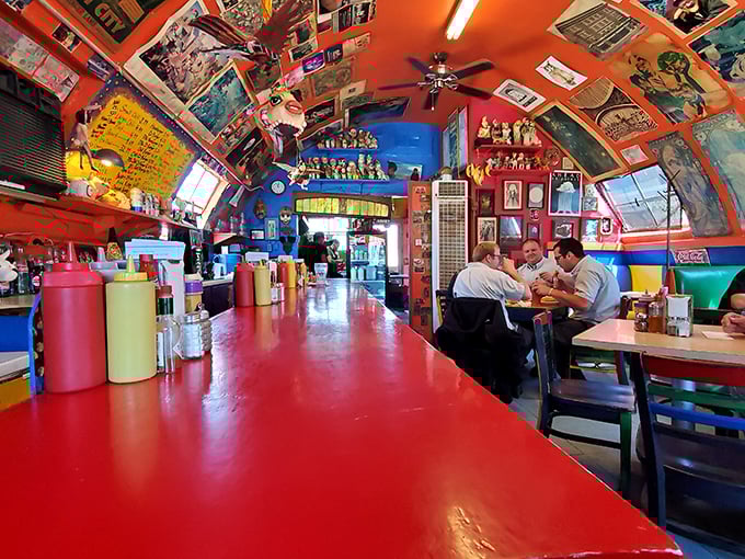 The interior's curved ceiling showcases decades of memorabilia&mdash;a museum of nostalgia where the exhibits taste considerably better than at the Smithsonian.