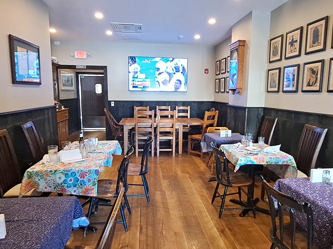 Tables dressed in colorful cloths like they're ready for a celebration&mdash;because in a place this good, every meal feels special.