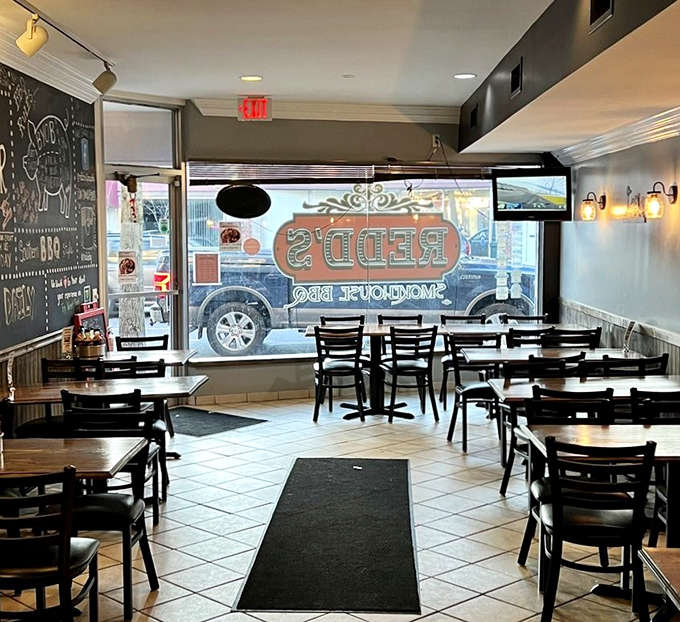 Sunlight streams through the windows, illuminating what might be Pennsylvania's most inviting BBQ sanctuary. Simple, unpretentious, and utterly perfect. 