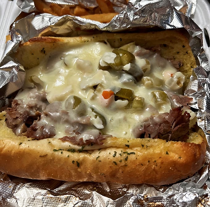 The Italian beef sandwich&mdash;Chicago's gift to humanity&mdash;where giardiniera and melted cheese transform bread and meat into magic.