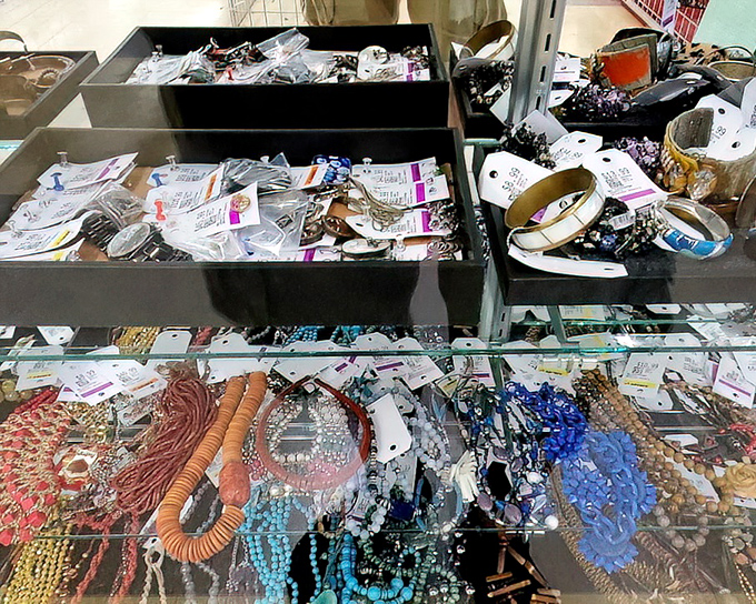 Jewelry hunters, prepare to dig! These bins of bangles, beads, and baubles require patience but reward the persistent with genuine treasures.