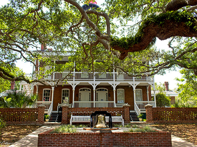 The Victorian-era keeper's house stands shaded by ancient oaks, its wide porches practically begging for rocking chairs and tall glasses of lemonade.