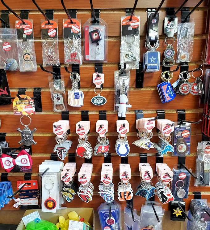 Sports loyalty on display! These keychains aren't just accessories&mdash;they're tribal badges announcing football allegiances from Cowboys to 49ers without saying a word.