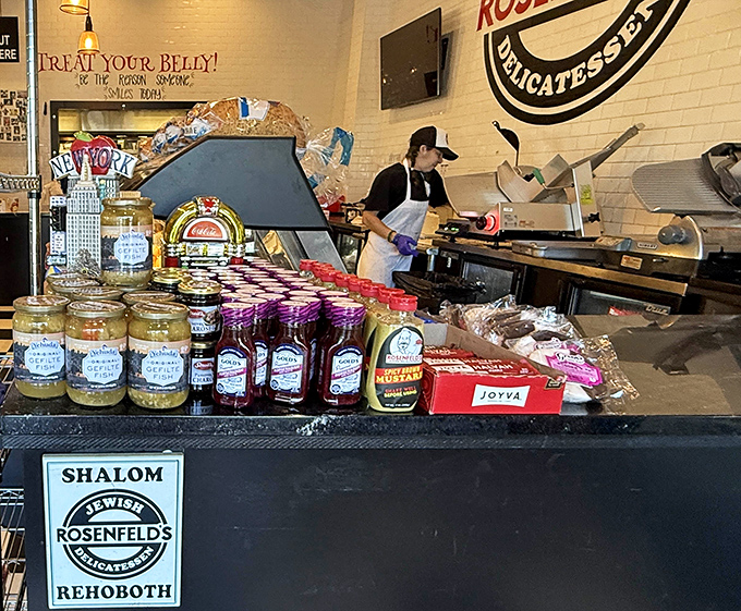 Behind the counter, where sandwich artistry happens with the precision and care of a watchmaker.