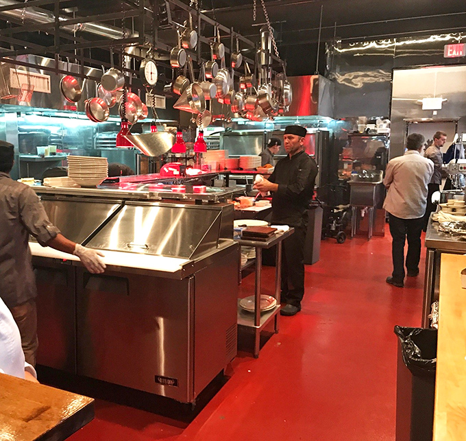 Where the magic happens&mdash;Three Oak's kitchen reveals the orchestrated chaos that transforms raw ingredients into edible masterpieces.