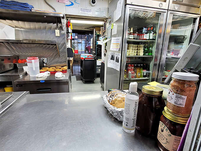 The kitchen &ndash; not fancy, not pretentious, just the essential tools needed to transform meat and smoke into memories. Barbecue alchemy at its finest.