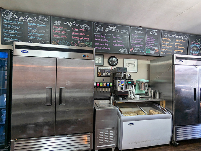 Behind the scenes, industrial-strength refrigerators stand ready to support the culinary dreams of hungry patrons from breakfast through dinner.