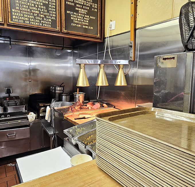 A glimpse into the kitchen reveals the no-nonsense approach that has kept locals coming back for decades.